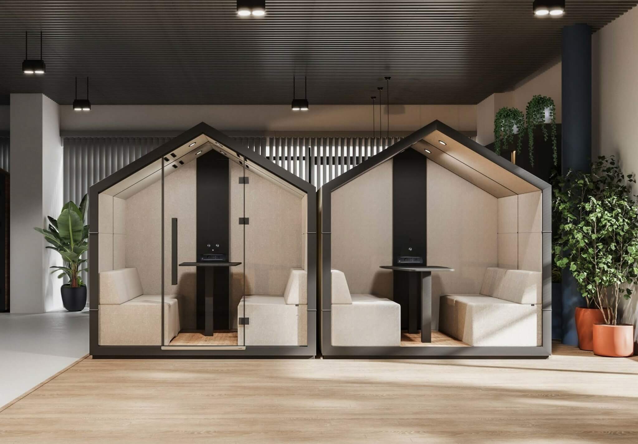 Cabine acoustique design pour travailler dans le calme seul ou en équipe.