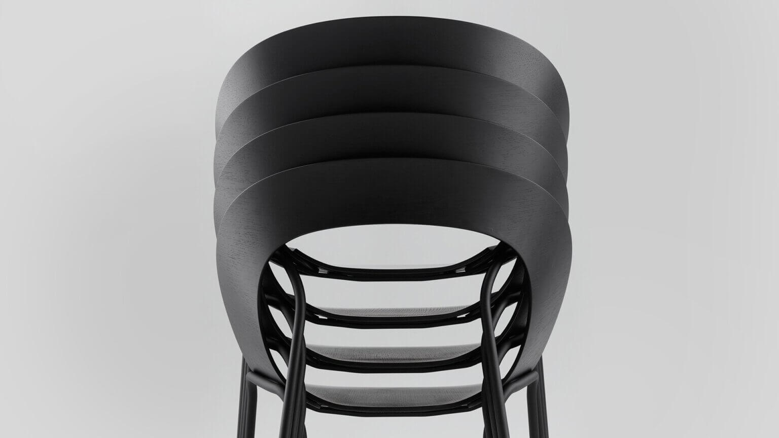 MUDRA, une chaise design unique avec sa coque en bois arrondie