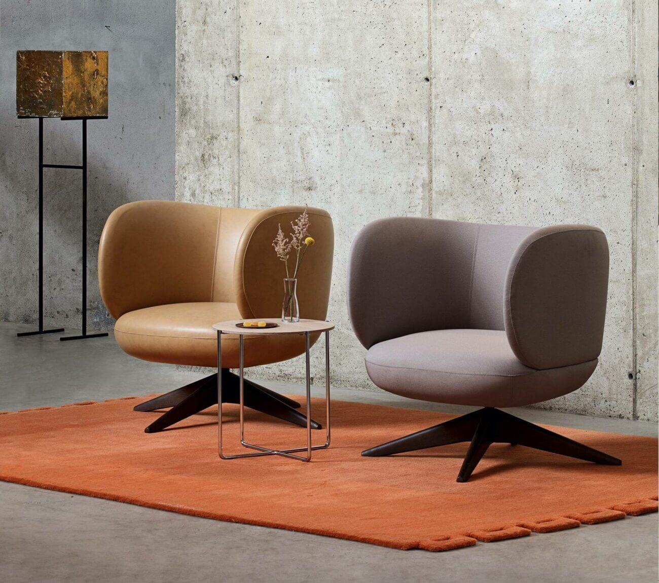 BETTY, le fauteuil lounge pivotant à la forme ronde et élégante