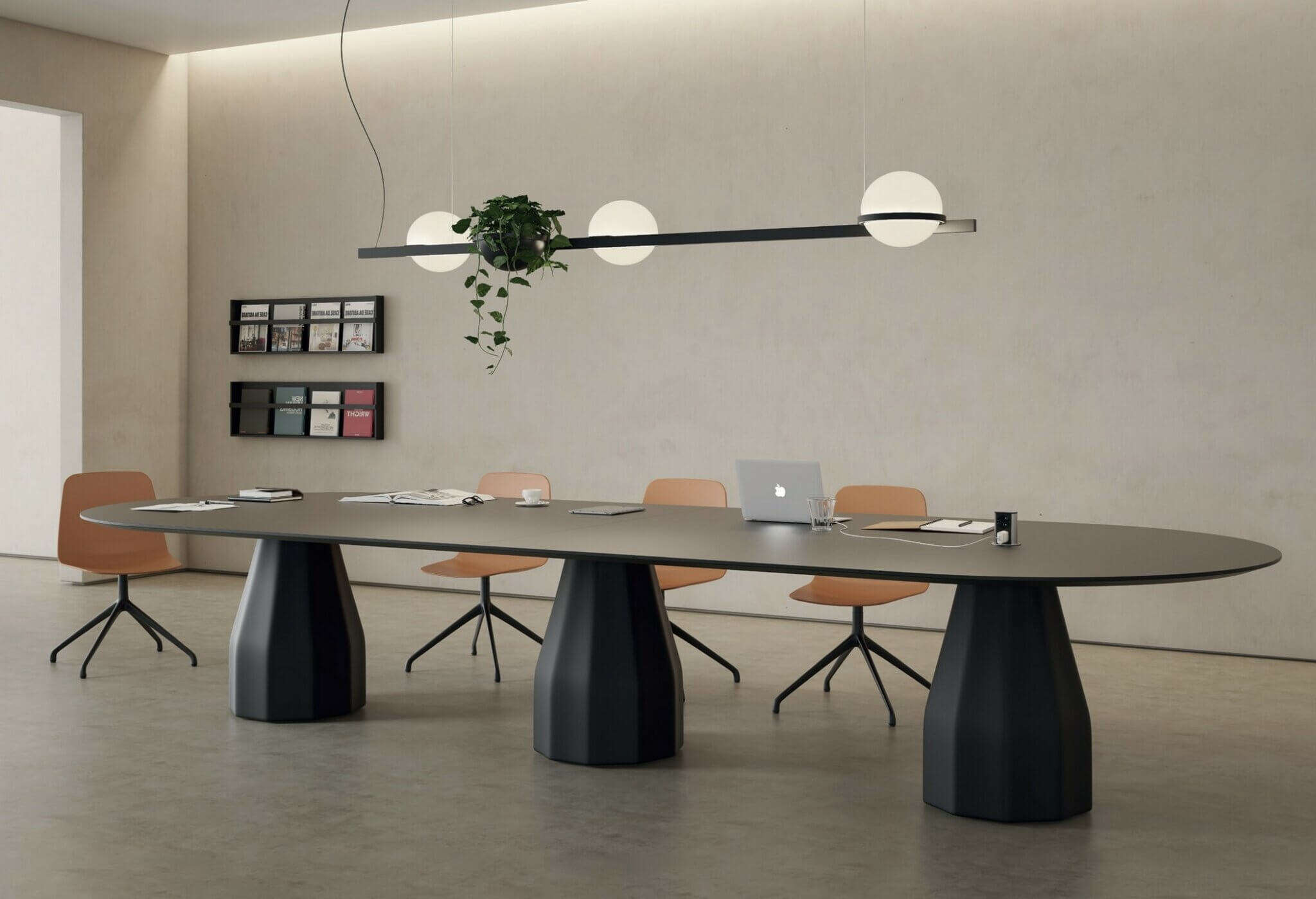 Table de réunion avec prises pour des espaces design et connectés.