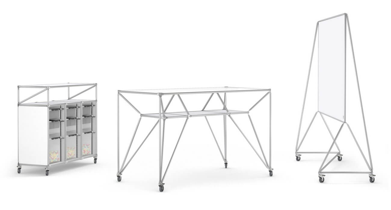 Table design à roulettes DT pour des salles de réunion agiles.