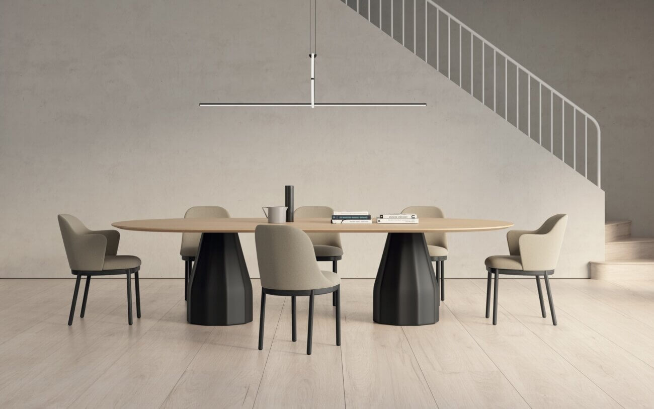 Table de réunion avec prises pour des espaces design et connectés.