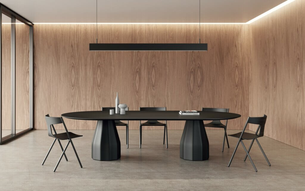 Table de réunion avec prises pour des espaces design et connectés.